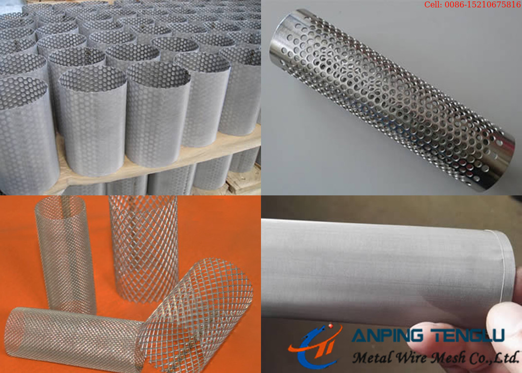 Metal Filter Tube With Woven Wire Mesh Expanded Metal Perforated Type